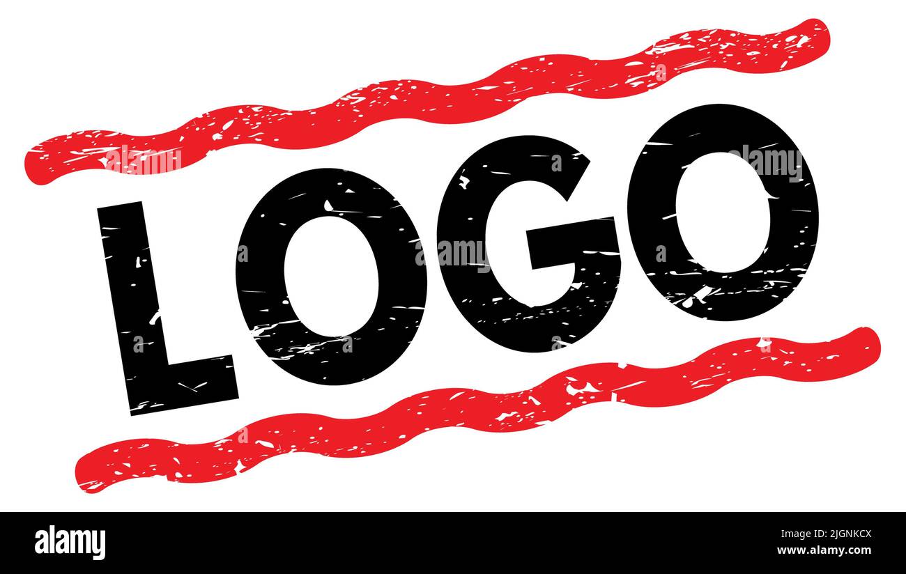 LOGO text written on red-black lines stamp sign Stock Photo - Alamy