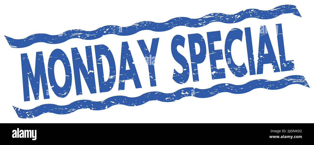 MONDAY SPECIAL text written on blue lines stamp sign Stock Photo - Alamy