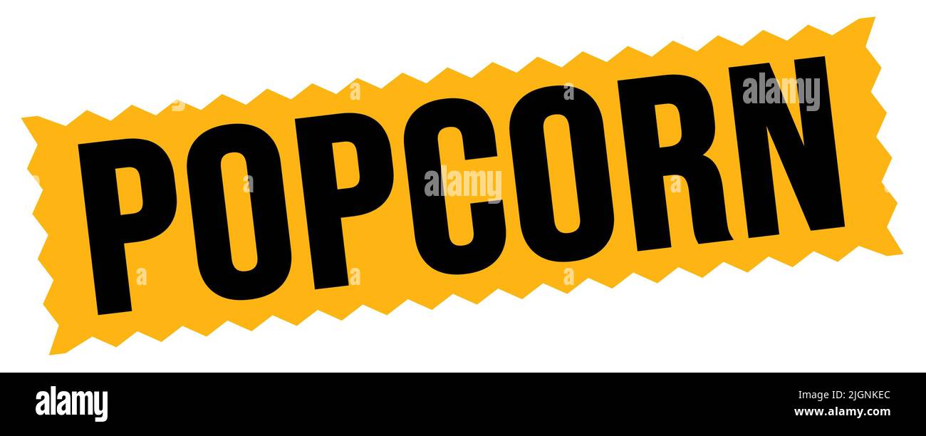 POPCORN text written on orange-black zig-zag stamp sign Stock Photo - Alamy