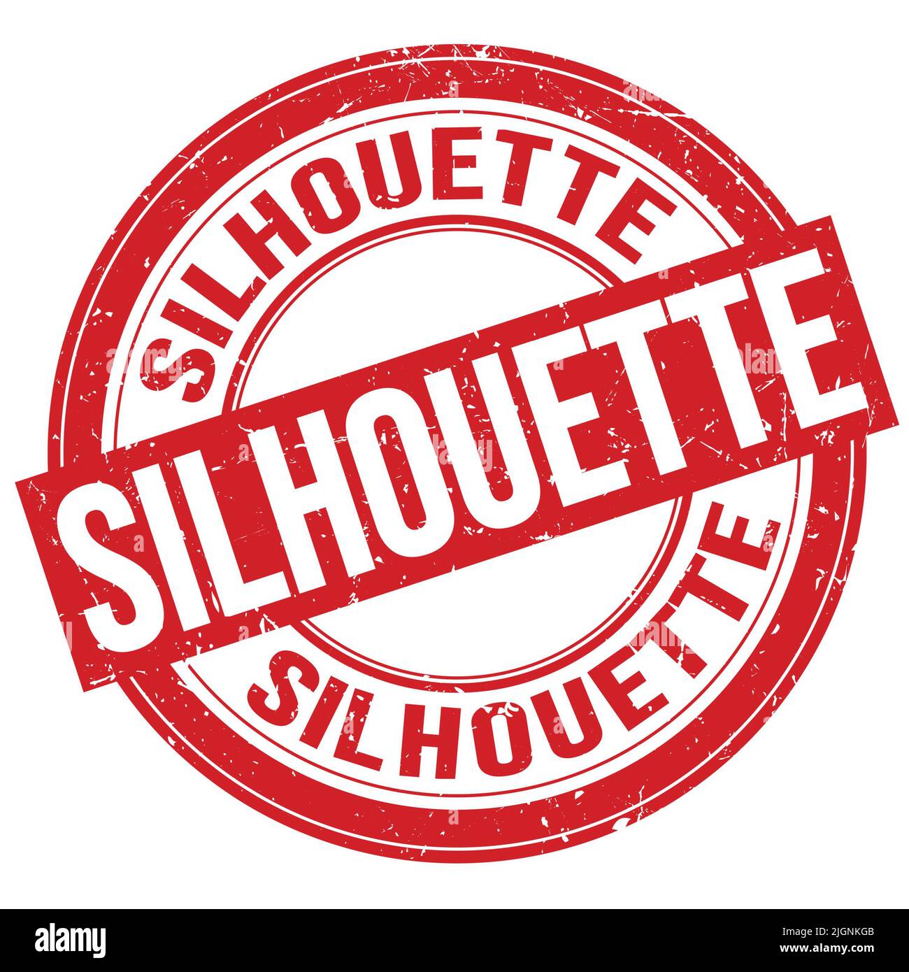 SILHOUETTE text written on red round grungy stamp sign Stock Photo - Alamy