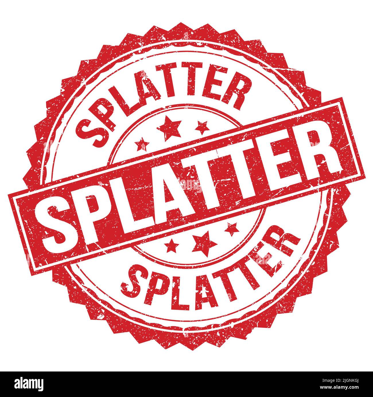SPLATTER text written on red round stamp sign Stock Photo - Alamy