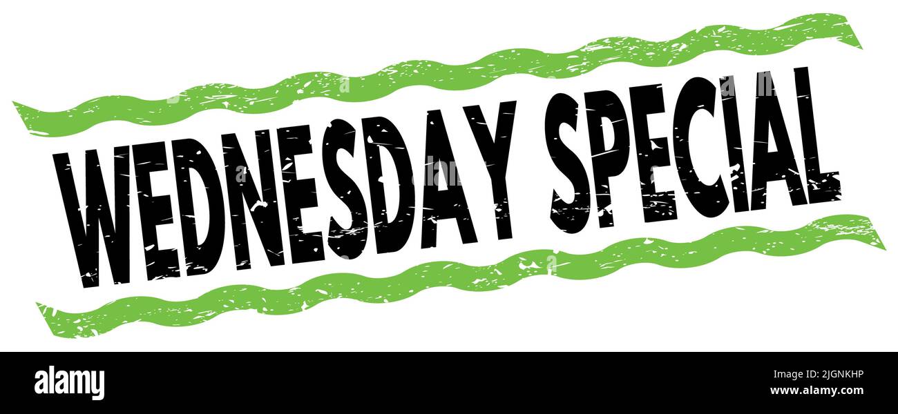 WEDNESDAY SPECIAL text written on green-black lines stamp sign Stock ...