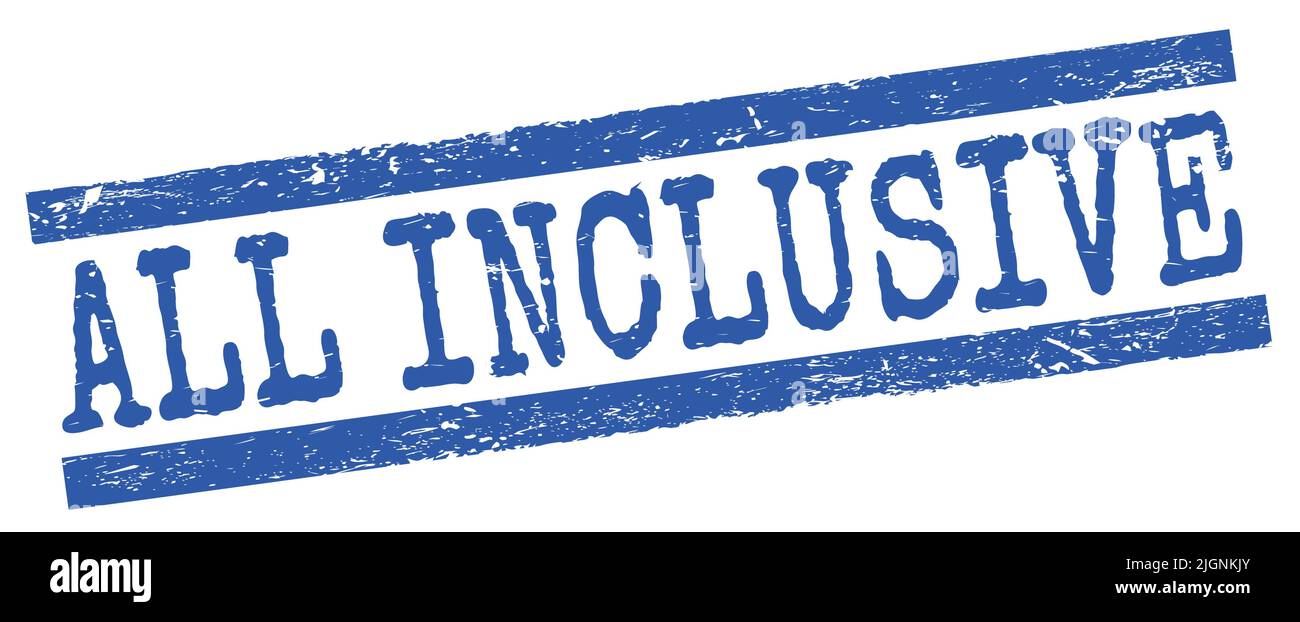 ALL INCLUSIVE text written on blue grungy lines stamp sign Stock Photo ...