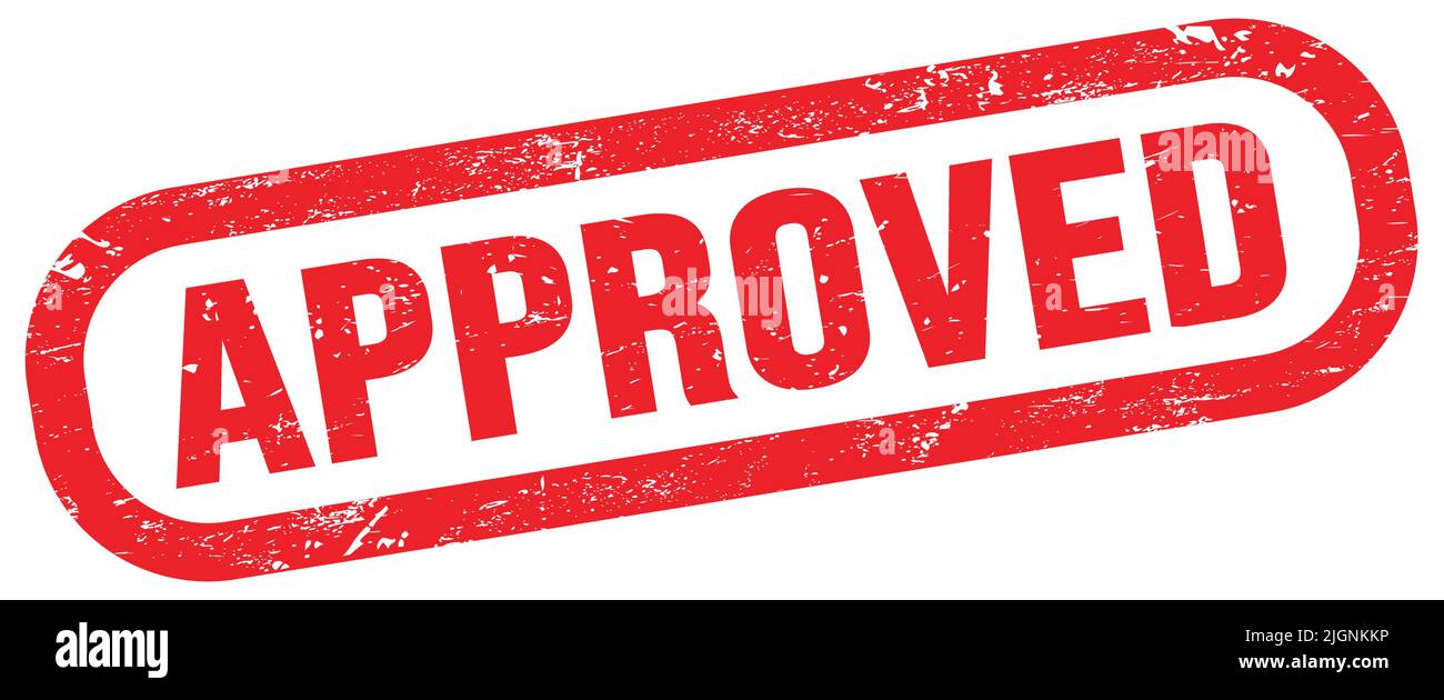 APPROVED, text on red rectangle stamp sign Stock Photo - Alamy