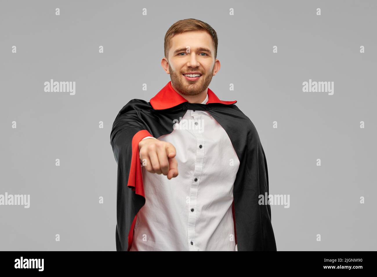 man in vampire cape pointing finger to camera Stock Photo - Alamy