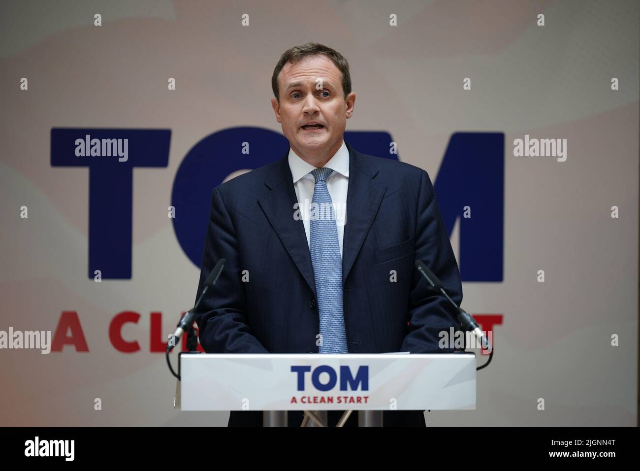 Tom Tugendhat speaking at the launch of his campaign to be Conservative ...