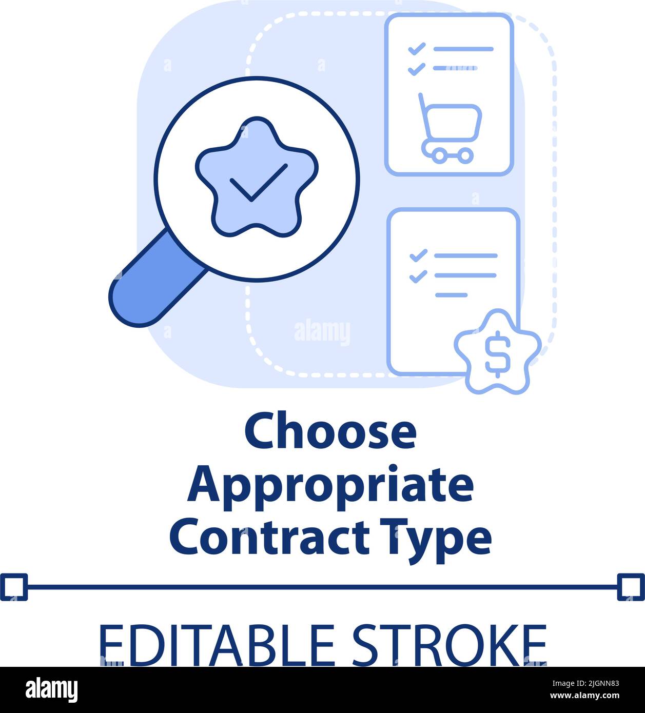 Choose appropriate contract type light blue concept icon Stock Vector ...