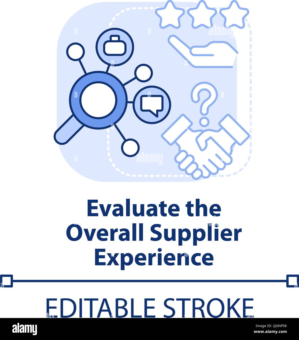 Evaluate overall supplier experience light blue concept icon Stock ...