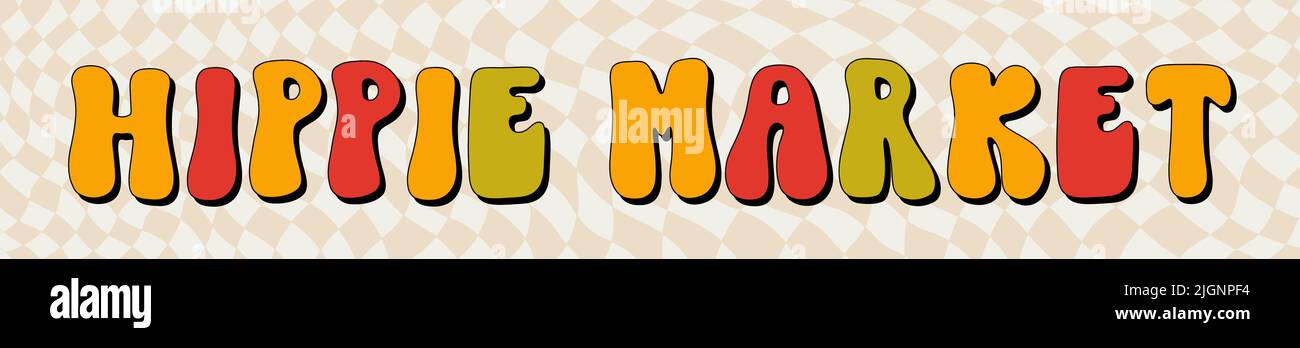Hippie funky vibe style signboard slogan Hippie market festival ...