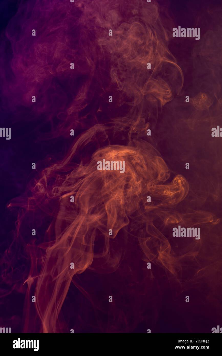 Composition of white smoke with red light on black background Stock ...