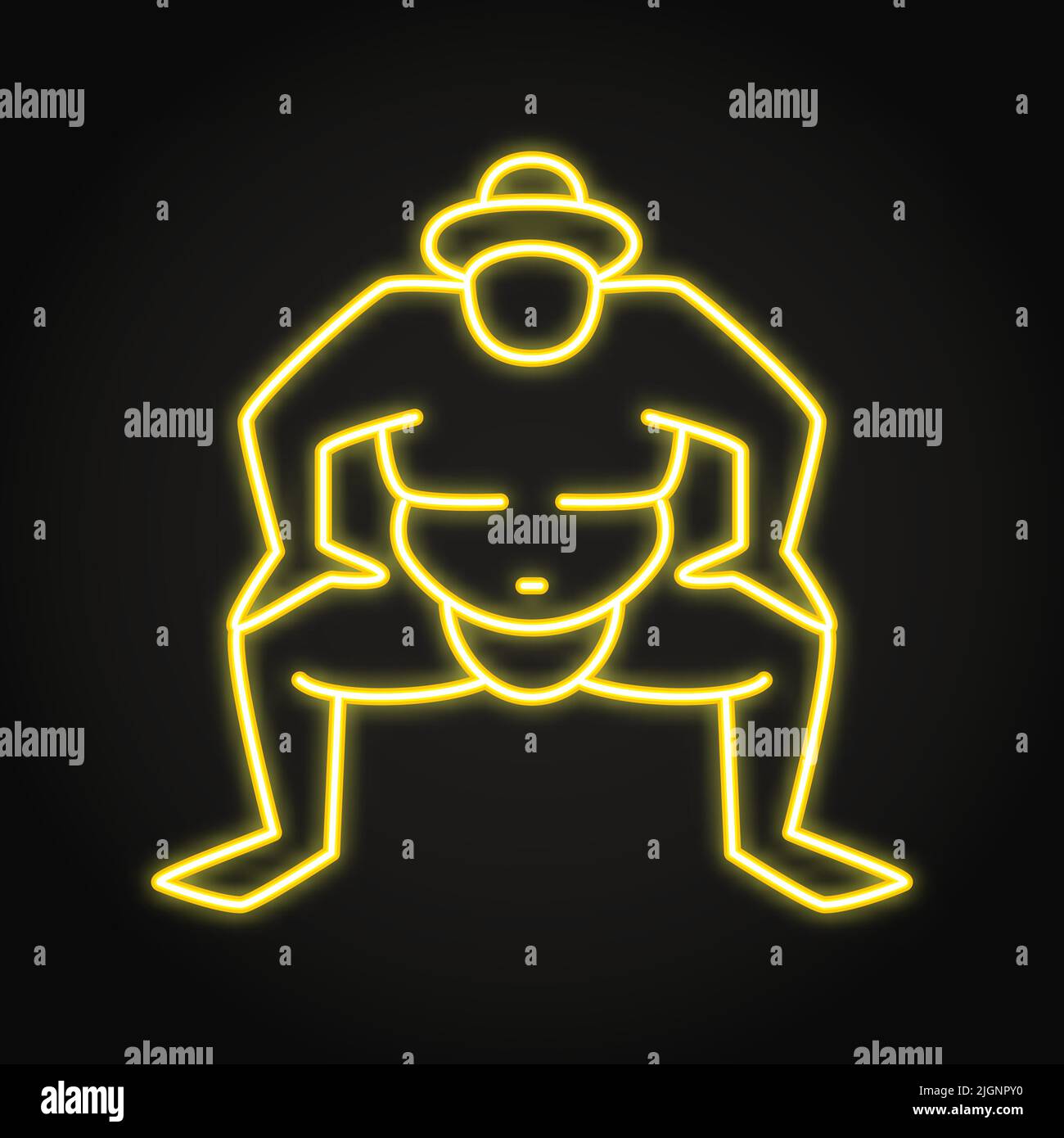 Sumo fighter neon icon in line style. Traditional Japanese wrestler ...