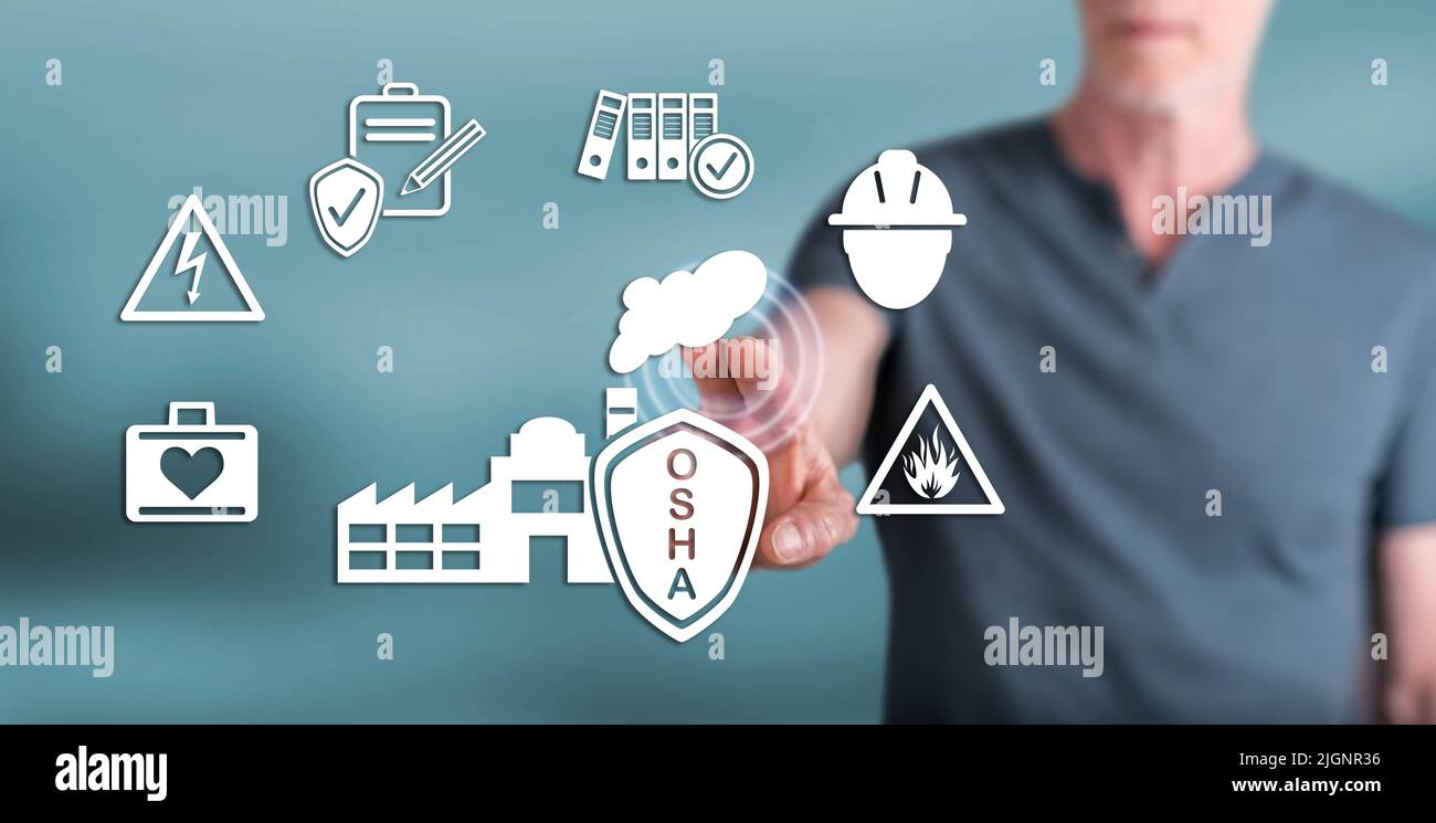 Man touching an osha concept on a touch screen with his finger Stock ...