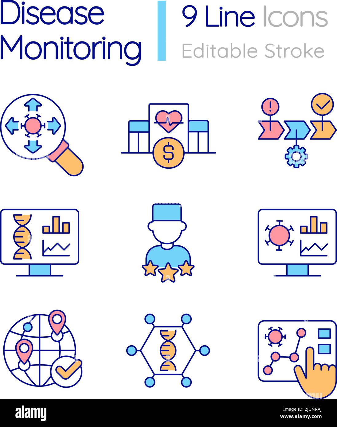Disease monitoring RGB color icons set Stock Vector Image & Art - Alamy