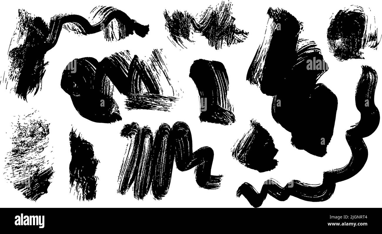 Black paint curved brush strokes vector collection Stock Vector Image ...