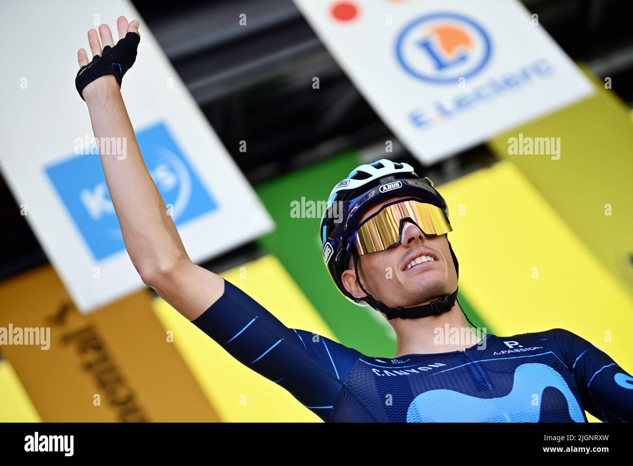 Morzine, France. 12th July, 2022. Spanish Enric Mas of Movistar Team ...