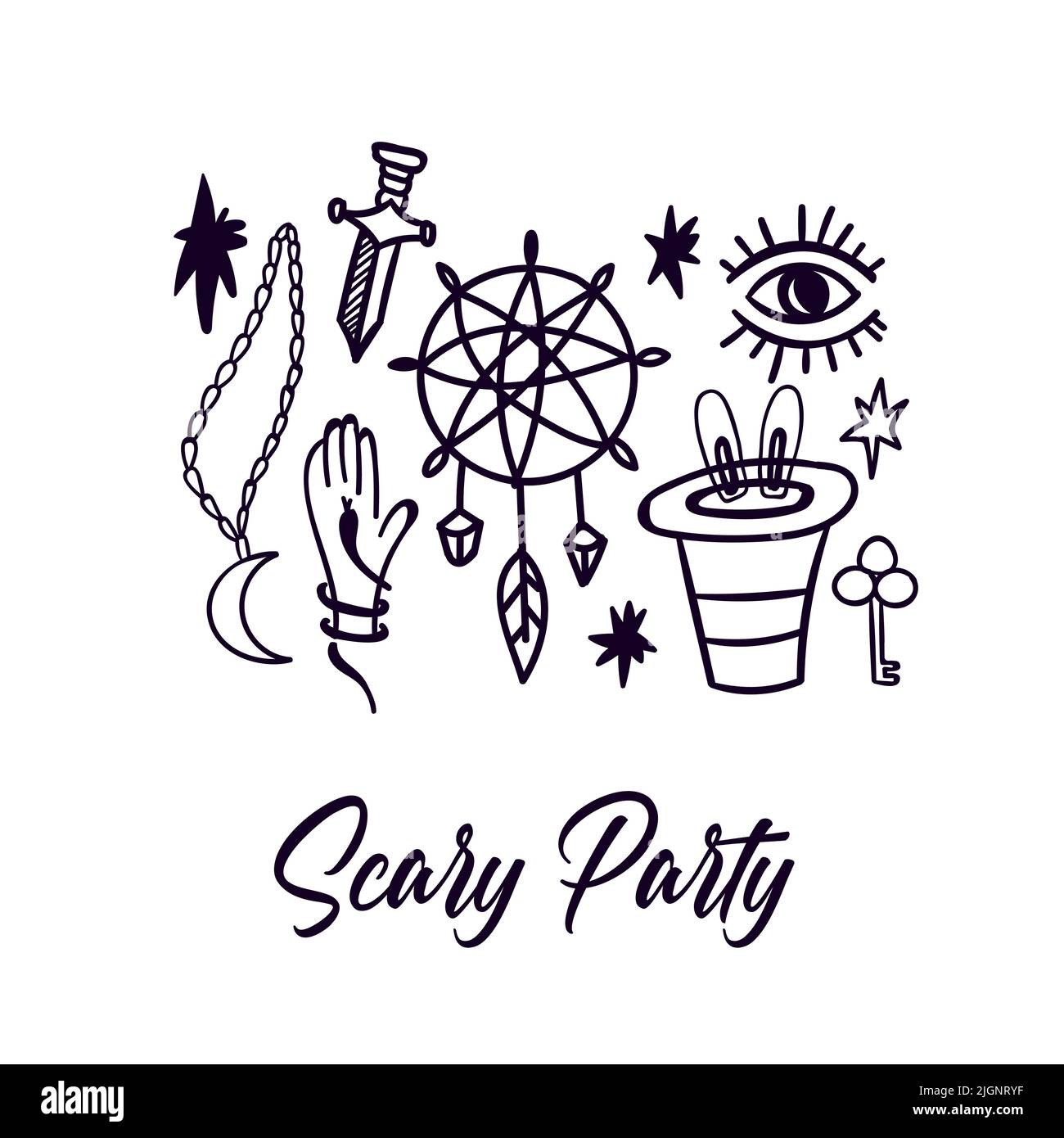 Scary Party Doodle Postcard Stock Vector Image & Art - Alamy