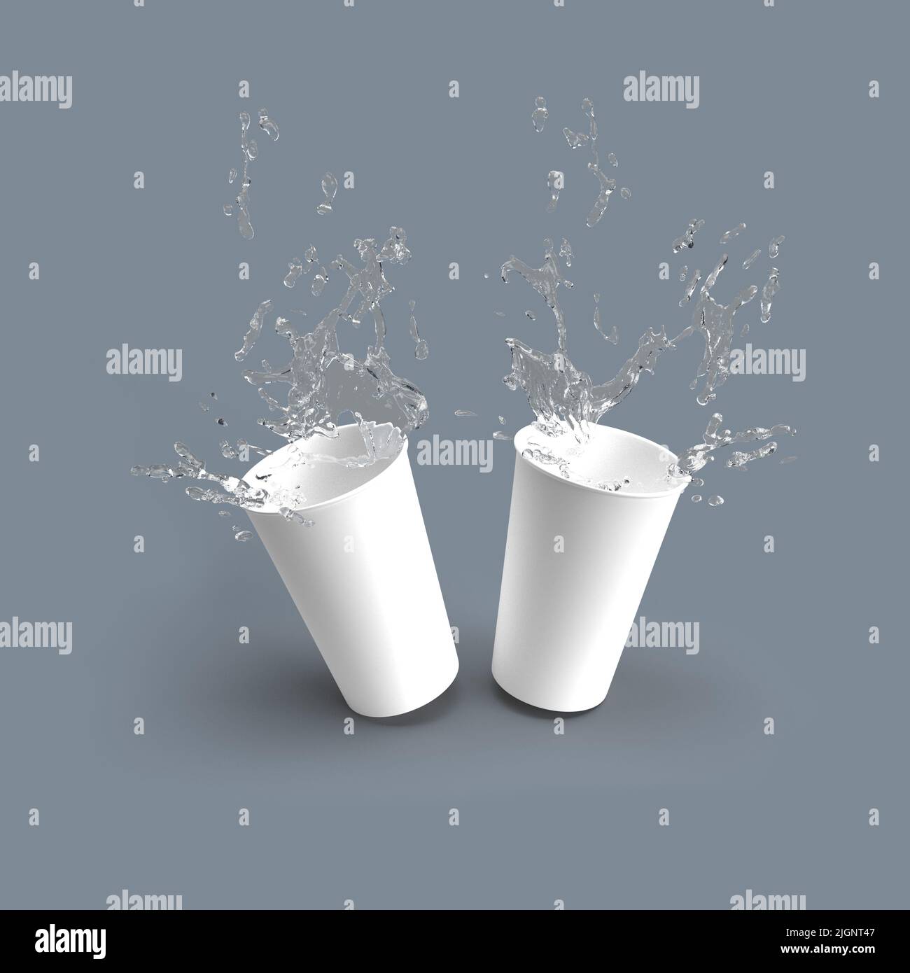 3d rendering image of 2 cups and water splash Stock Photo - Alamy