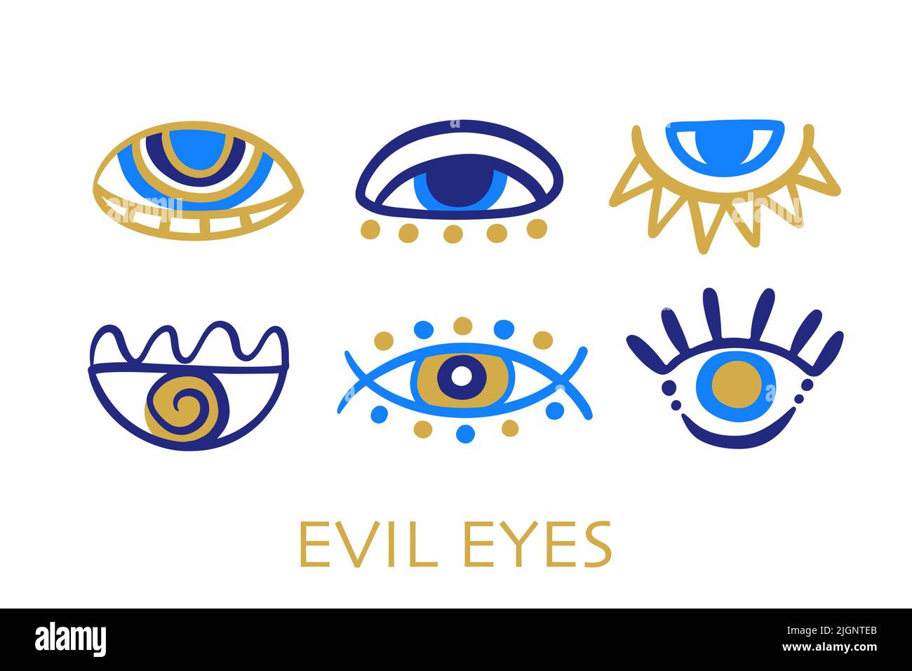 Evil eyes set. Hand drawn elements Stock Vector Image & Art - Alamy