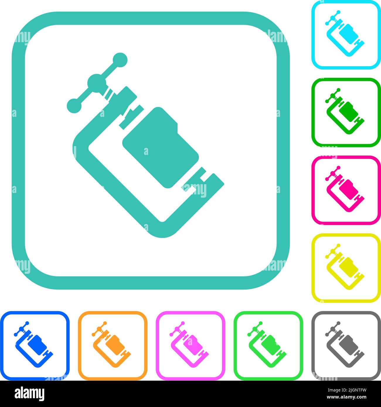 Folder compression solid vivid colored flat icons in curved borders on ...