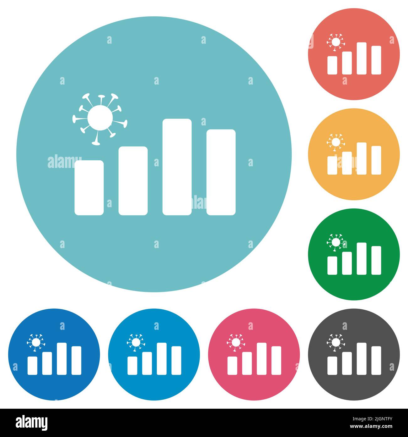 Covid graph flat white icons on round color backgrounds Stock Vector ...