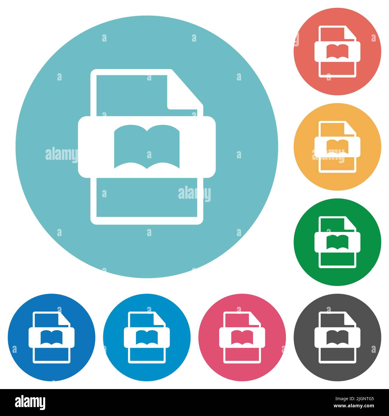 Book file type flat white icons on round color backgrounds Stock Vector ...