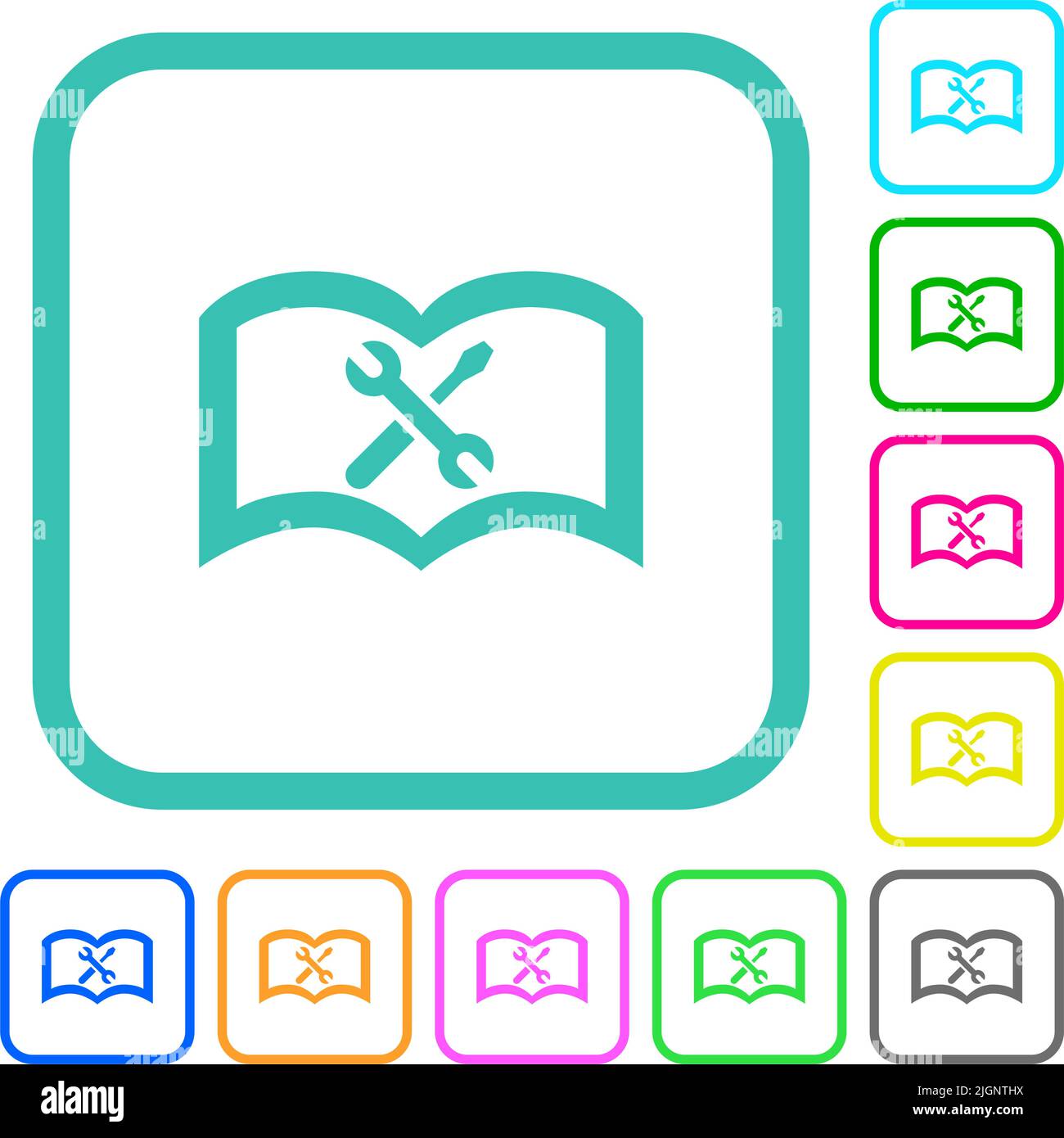 User guide with wrench and screwdriver vivid colored flat icons in ...