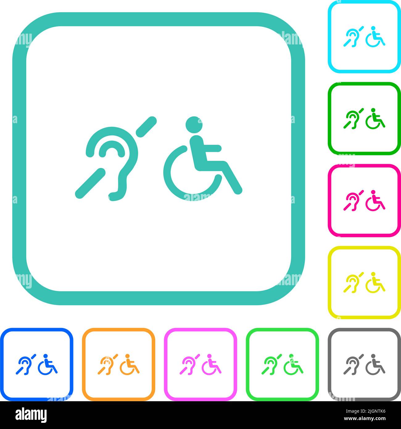 hearing impaired and wheelchair symbols vivid colored flat icons in ...