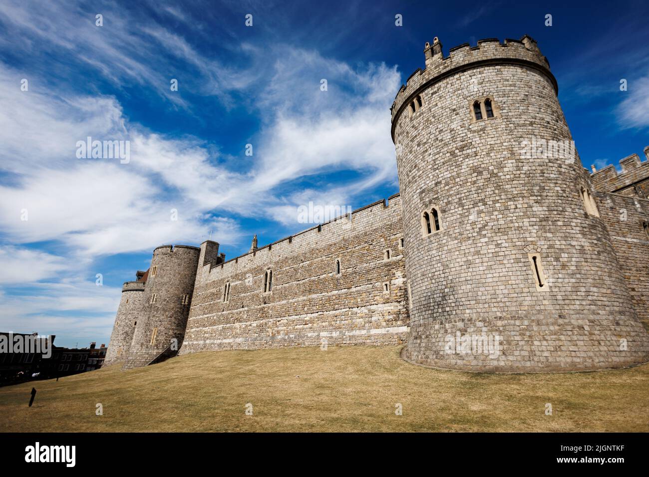 Exterior walls and turrets of Windsor Castle, Berkshire, UK Stock Photo ...