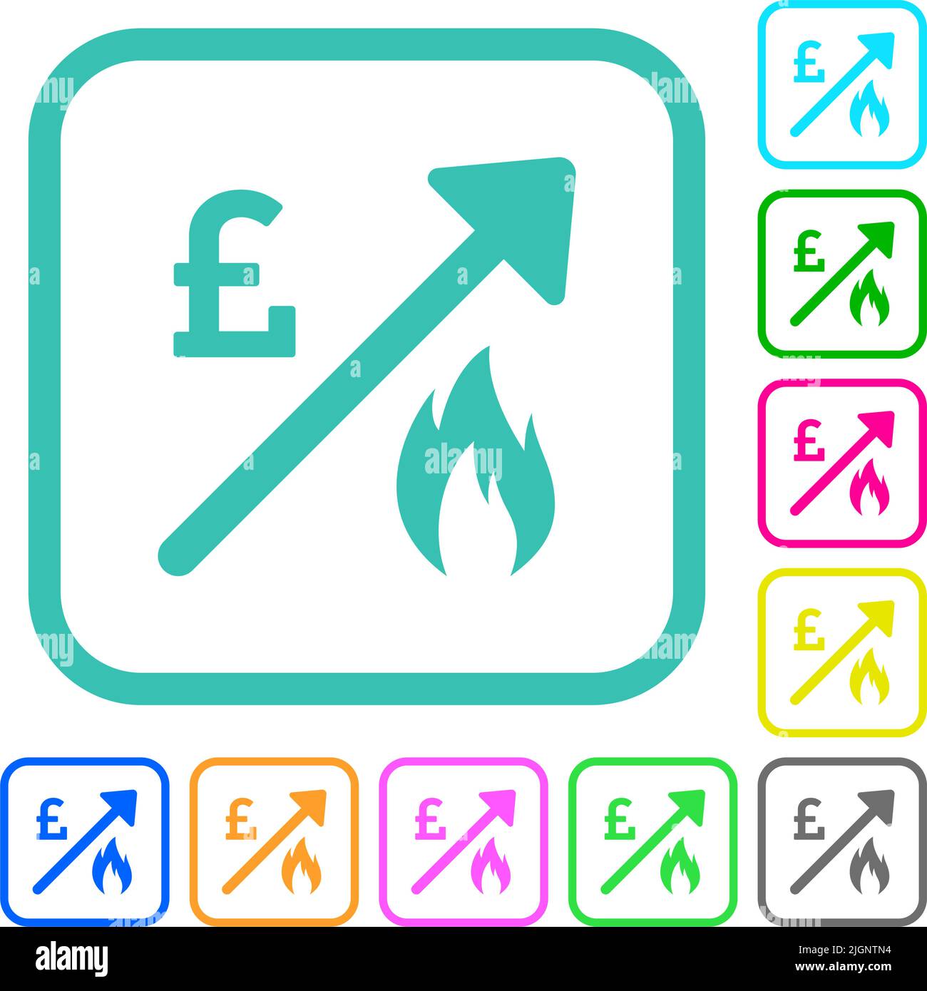 Rising gas energy english Pound prices vivid colored flat icons in ...