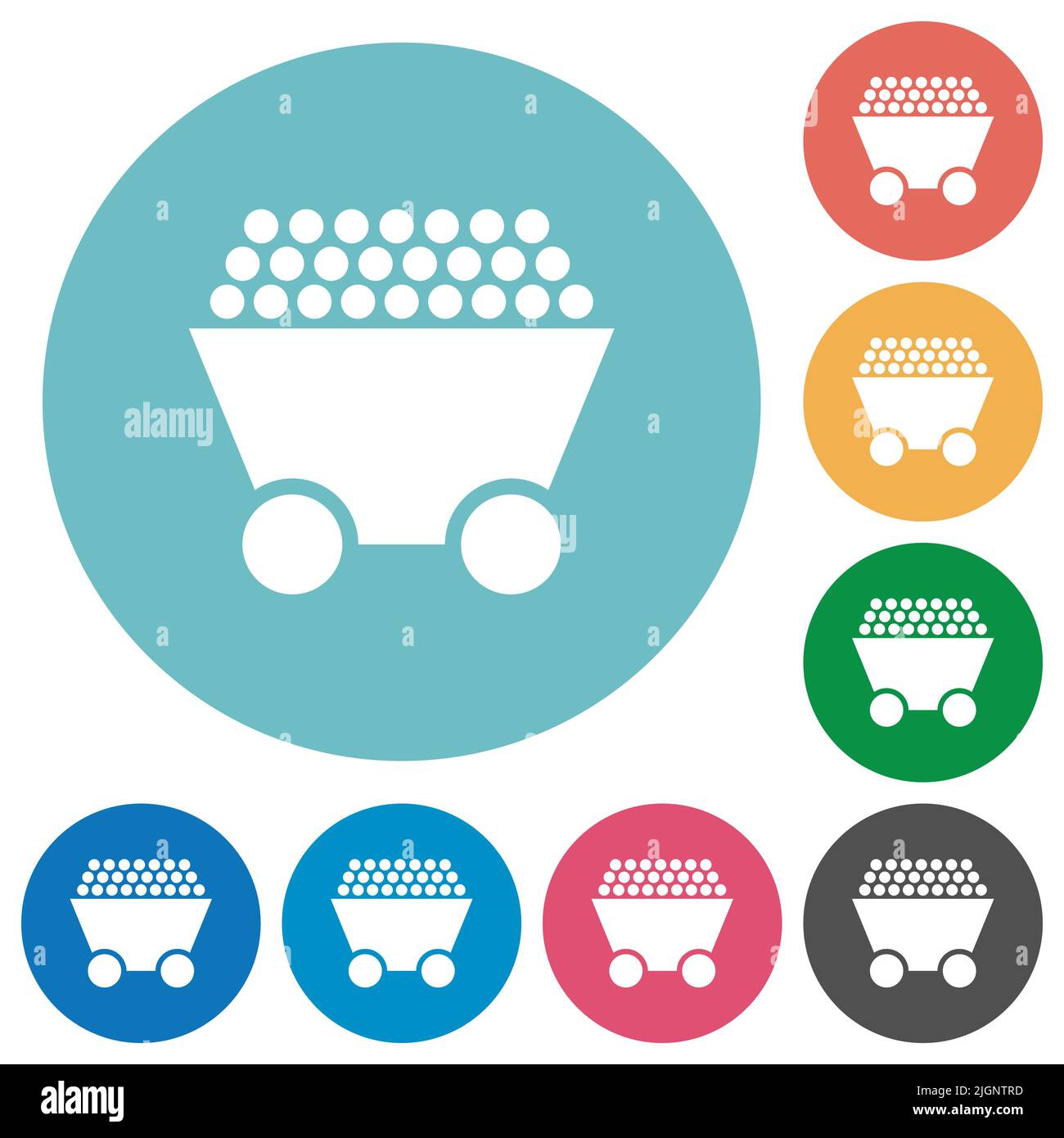 Packed mine cart flat white icons on round color backgrounds Stock Vector Image & Art - Alamy