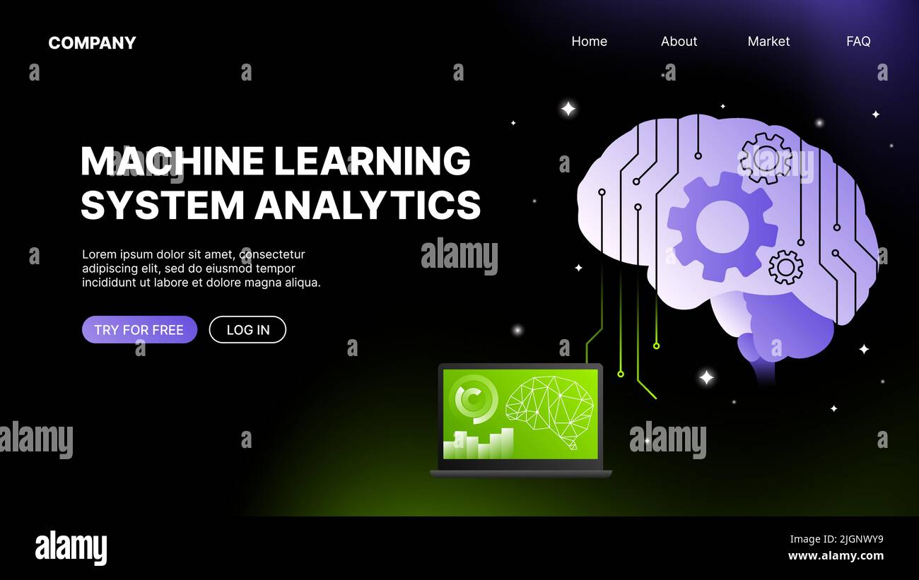 Machine Learning System Analytics Website Landing Page Template. Vector ... Machine Learning System Analytics Website Landing Page Template. Vector ...