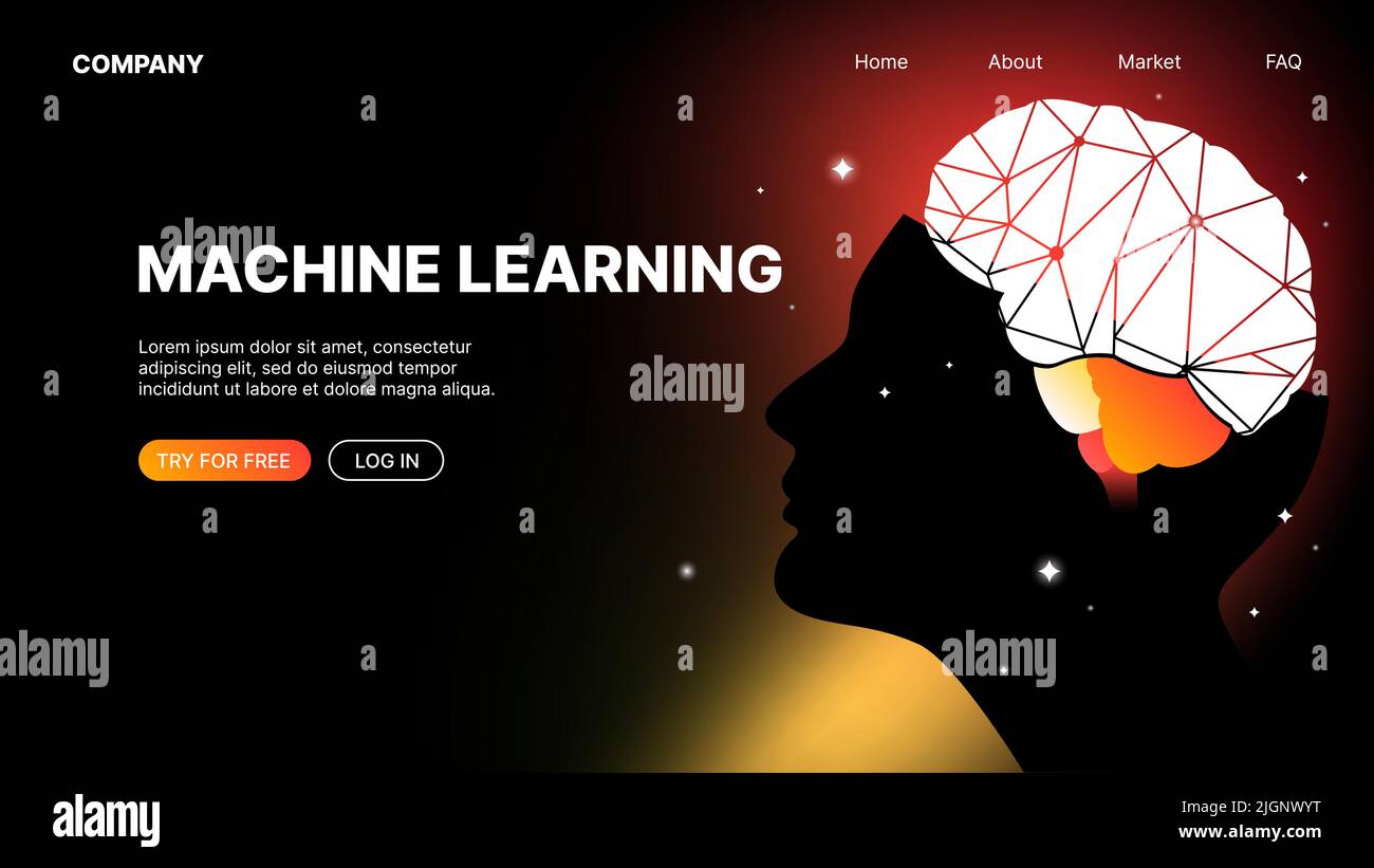 Machine Learning Landing Page Template for Business Website. Vector ...