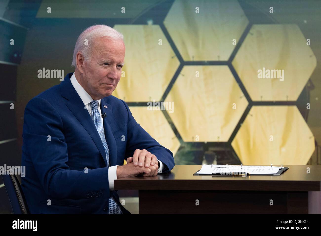United States President Joe Biden receives a briefing from National ...