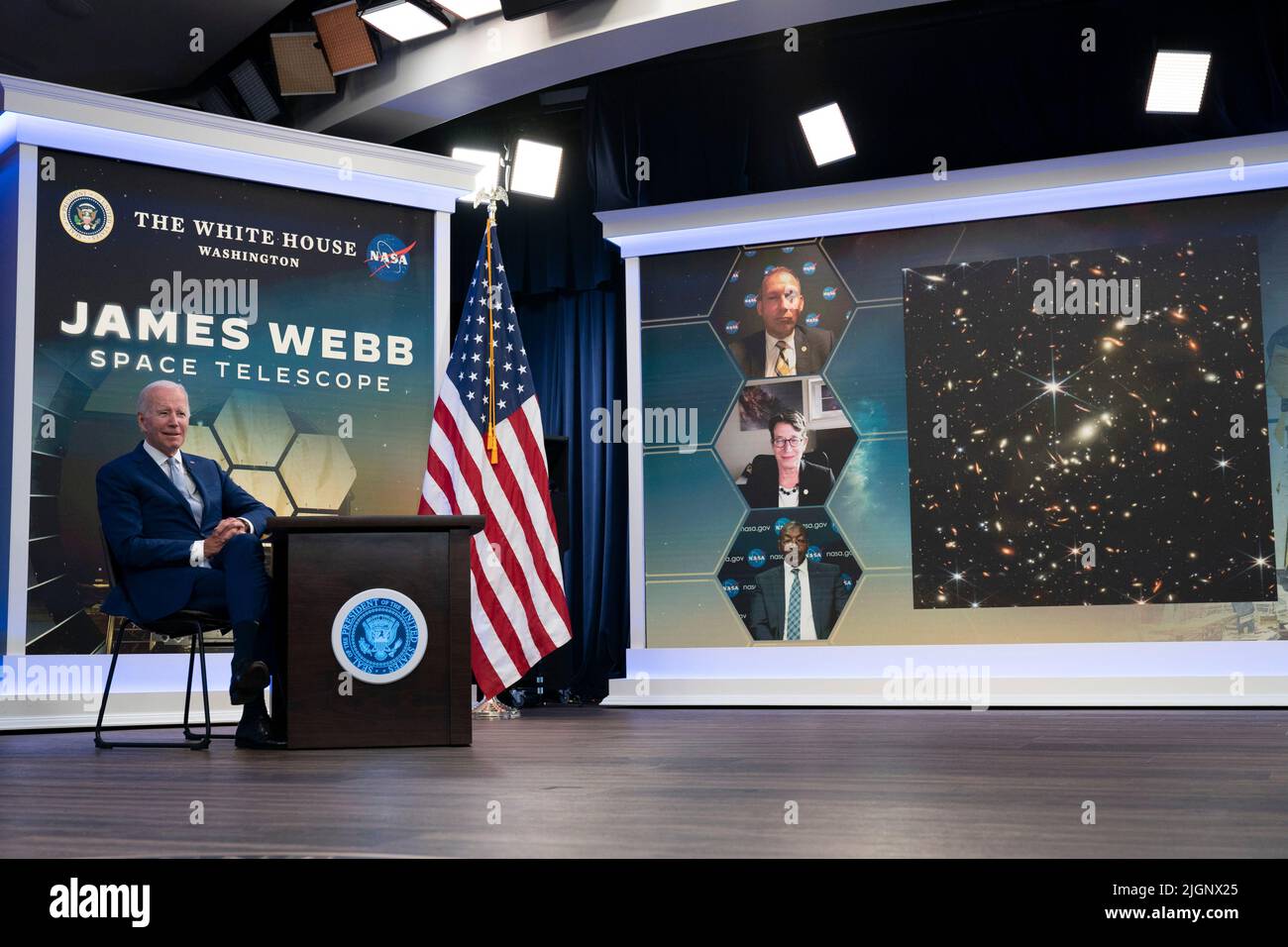 United States President Joe Biden receives a briefing from National ...