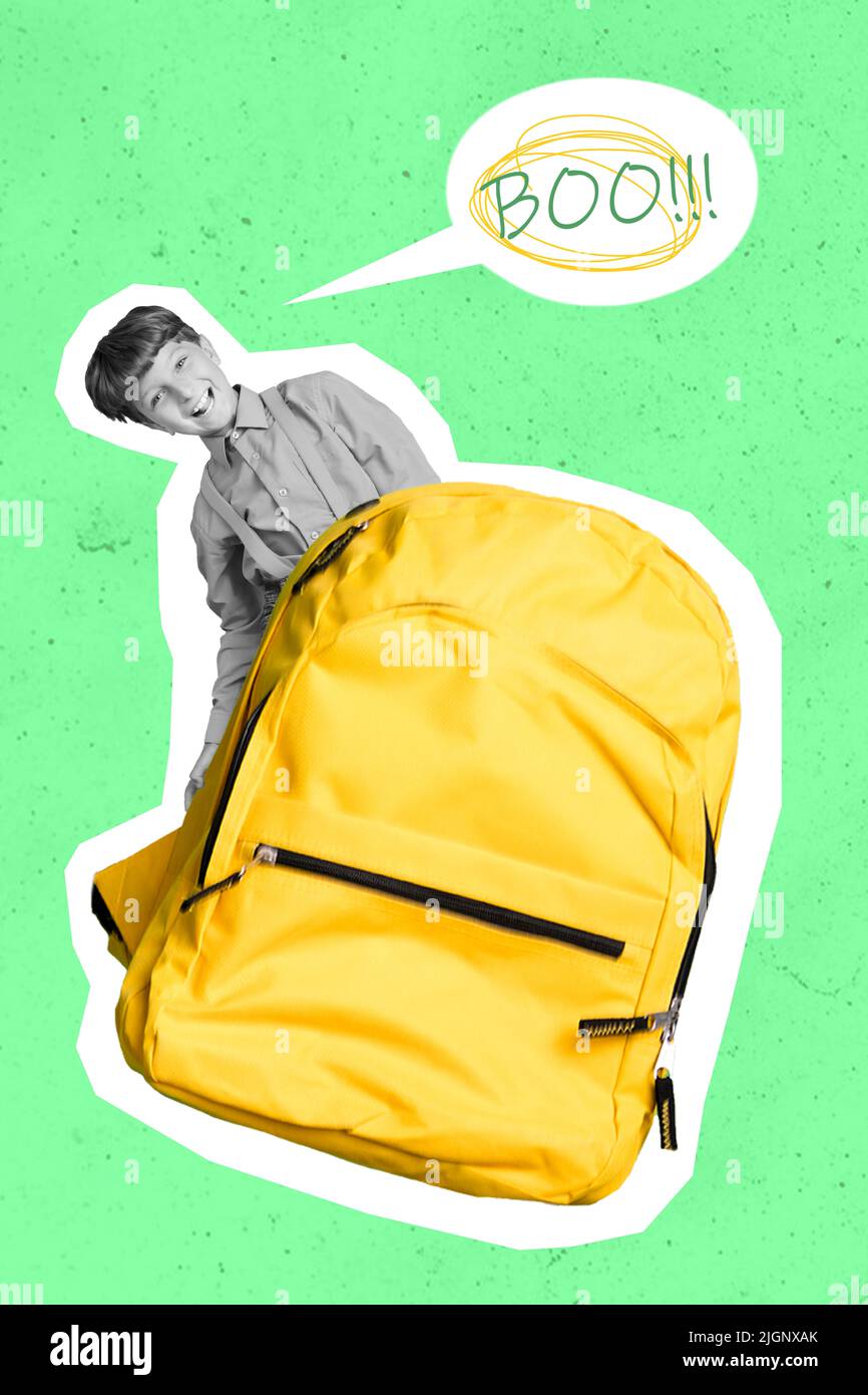 Vertical collage of excited crazy boy black white colors inside ...