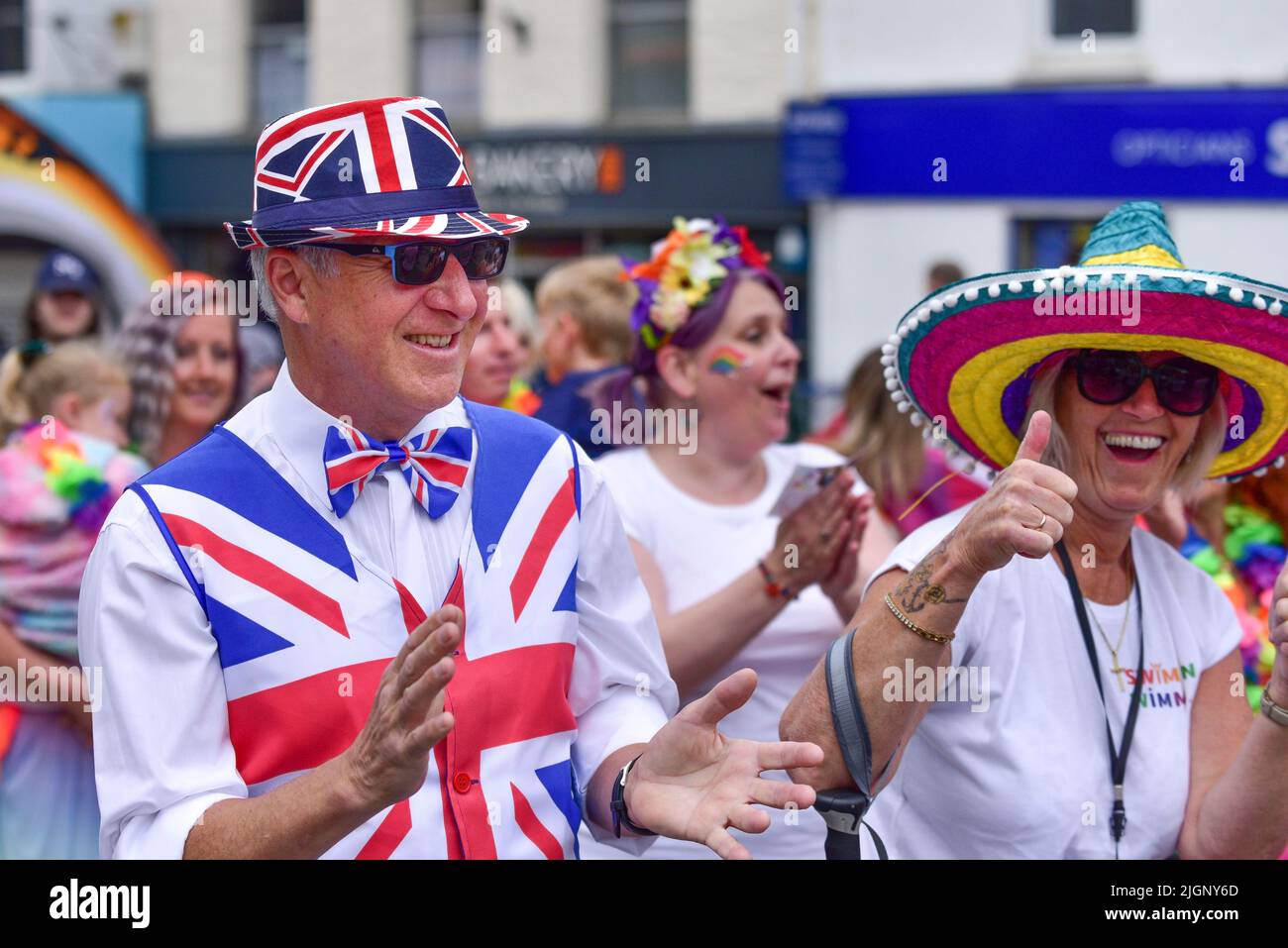 Participants in the vibrant colourful Cornwall Prides Pride parade in ...