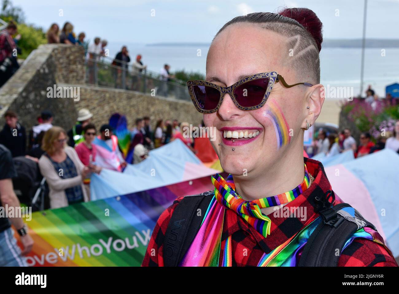 The vibrant colourful Cornwall Prides Pride parade in Newquay Town ...