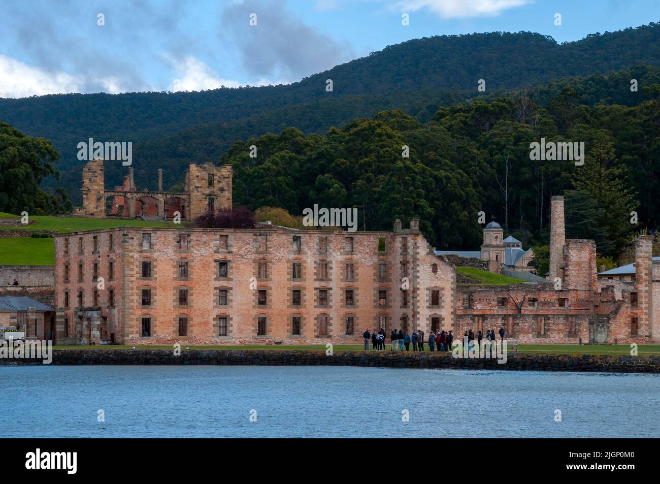 Port Arthur Australia, view across bay to penal colony with sightseeing ...