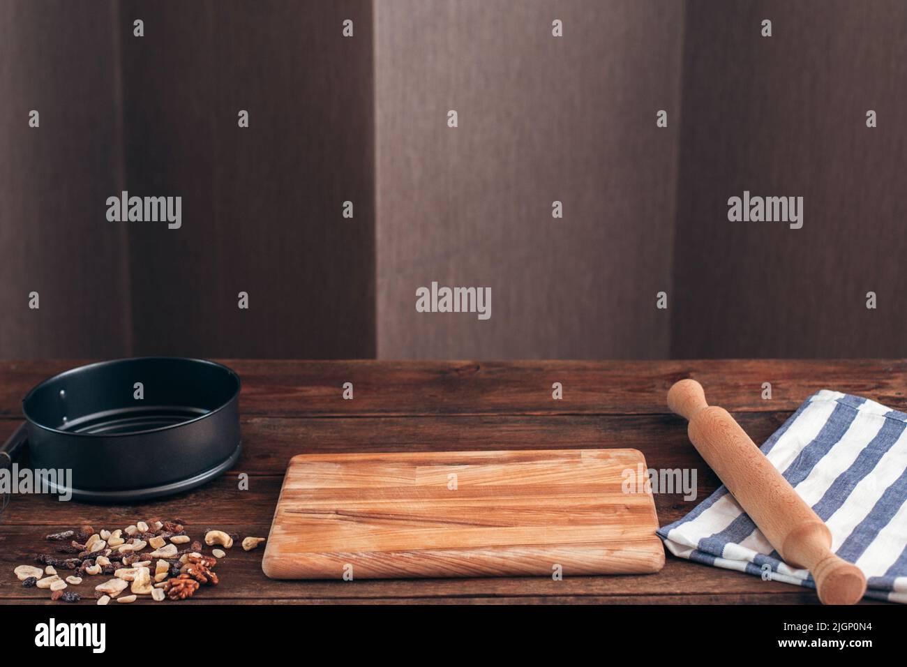 Clean workplace of baker with tools free space Stock Photo - Alamy