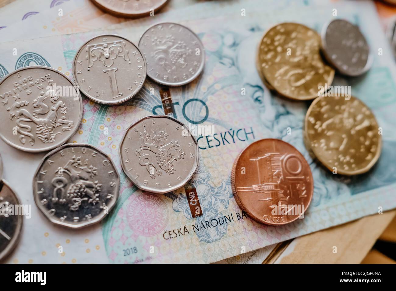 Czech cash money close-up background. Czech Crown. Ceska koruna. Bill ...