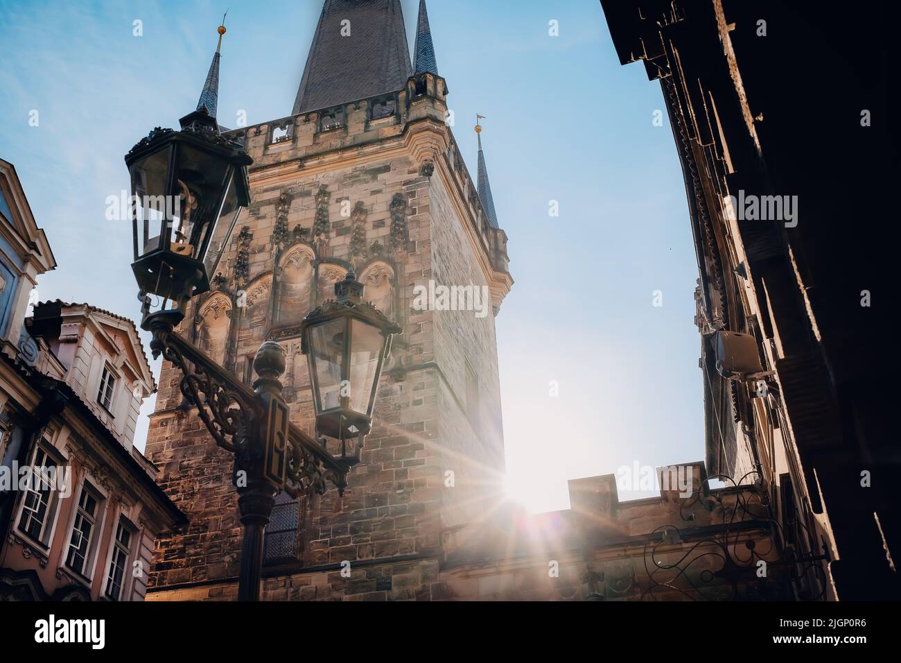 Famous medieval Charles - Karlov bridge across Vltava river. Historic ...