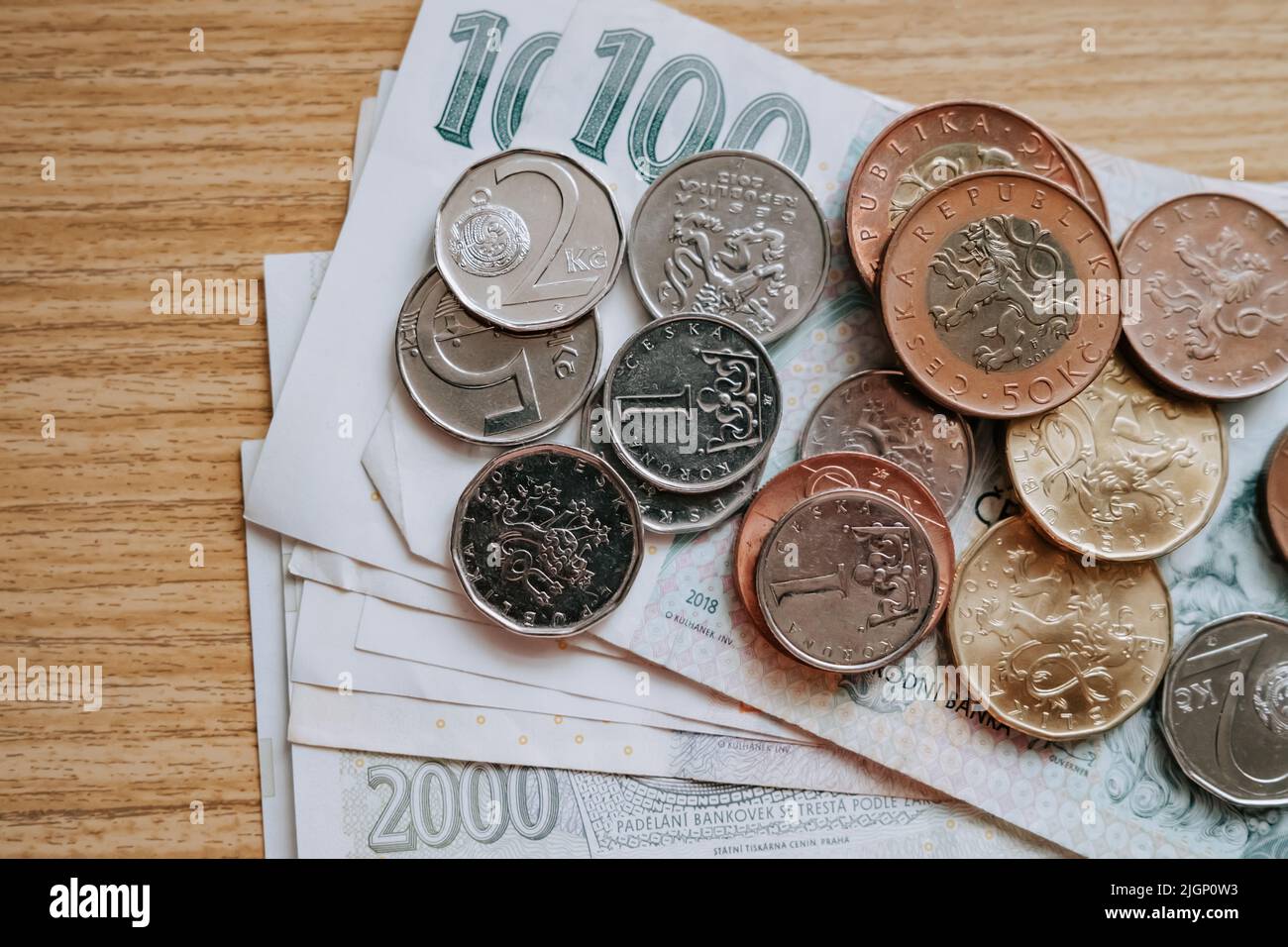 Czech cash money close-up background. Czech Crown. Ceska koruna. Bill ...