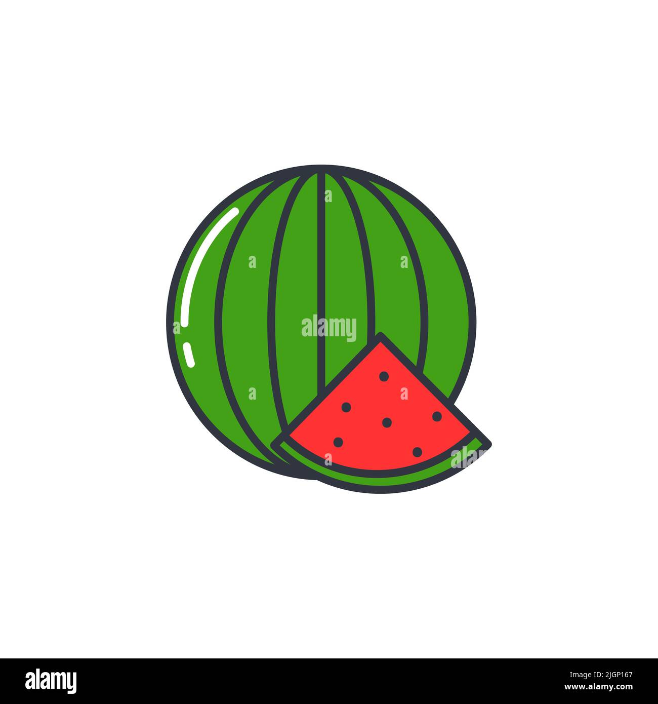 Watermelon line color icon isolated object Stock Vector Image & Art - Alamy