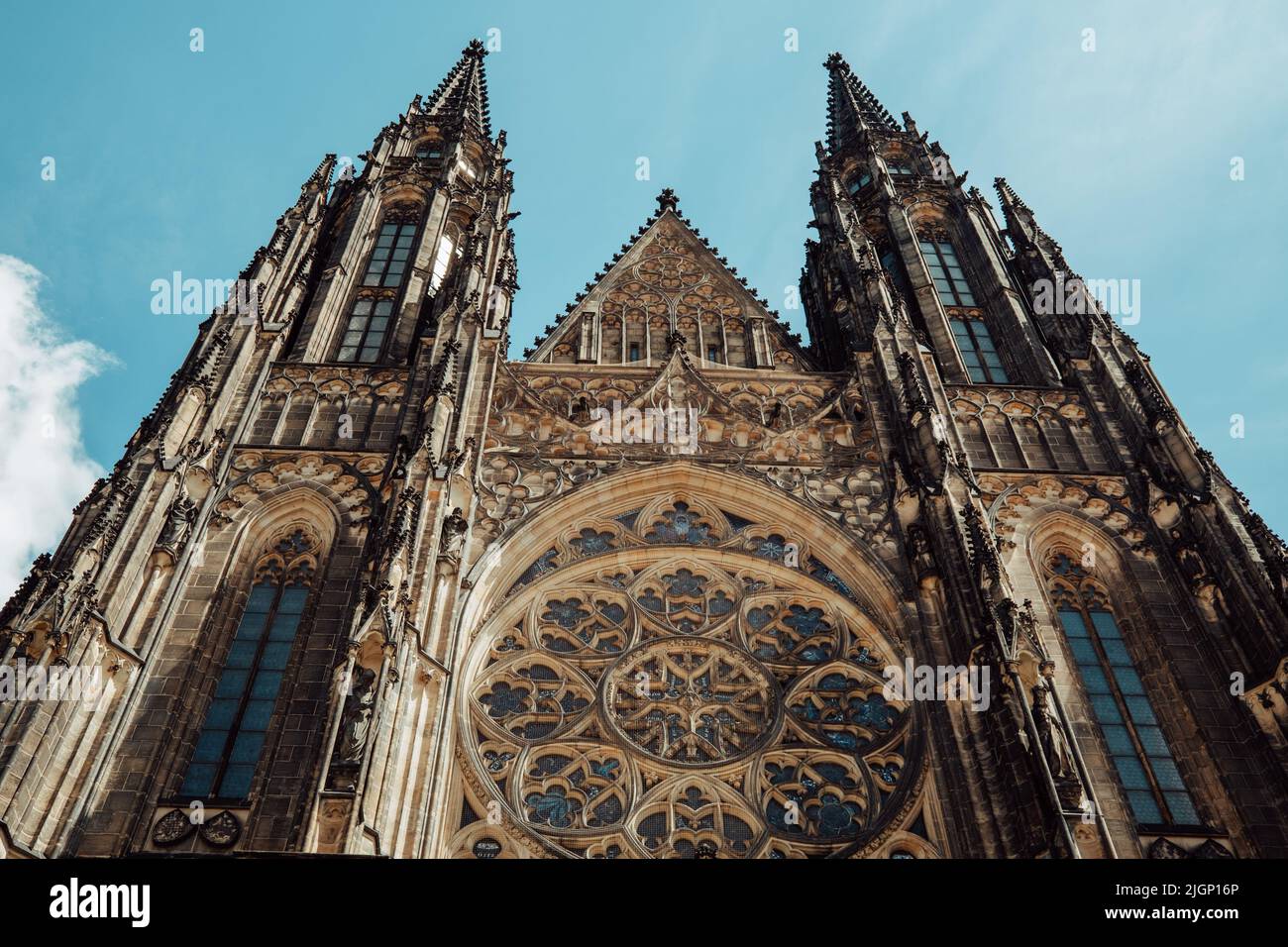 Exterior facade of St. Vitus cathedral in Prague Czech Republic ...