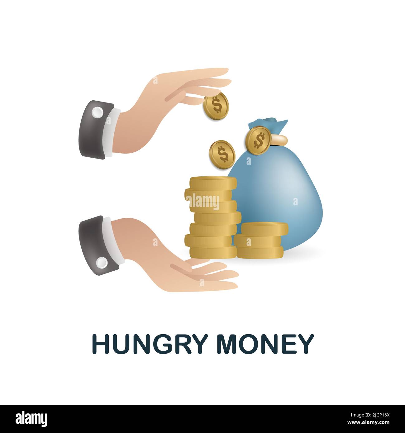 Hungry Money icon in 3d. Colored illustration from corruption ...
