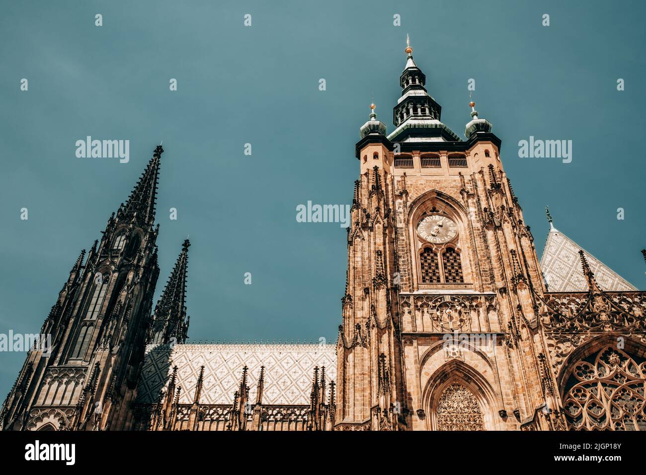 Exterior facade of St. Vitus cathedral in Prague Czech Republic ...