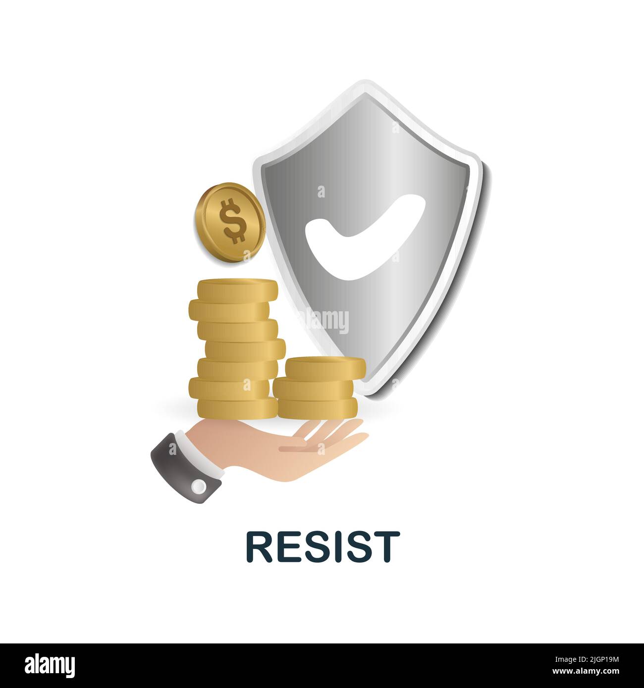 Resist icon in 3d. Colored illustration from corruption collection ...