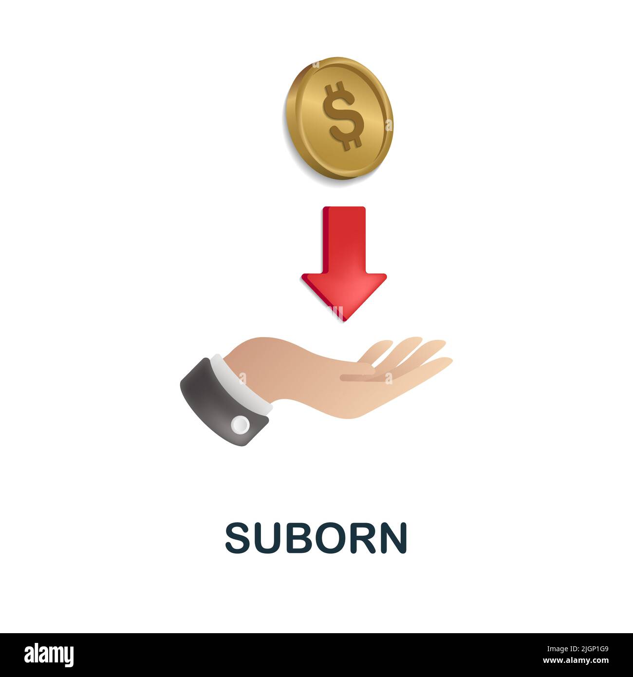 Suborn icon in 3d. Colored illustration from corruption collection ...