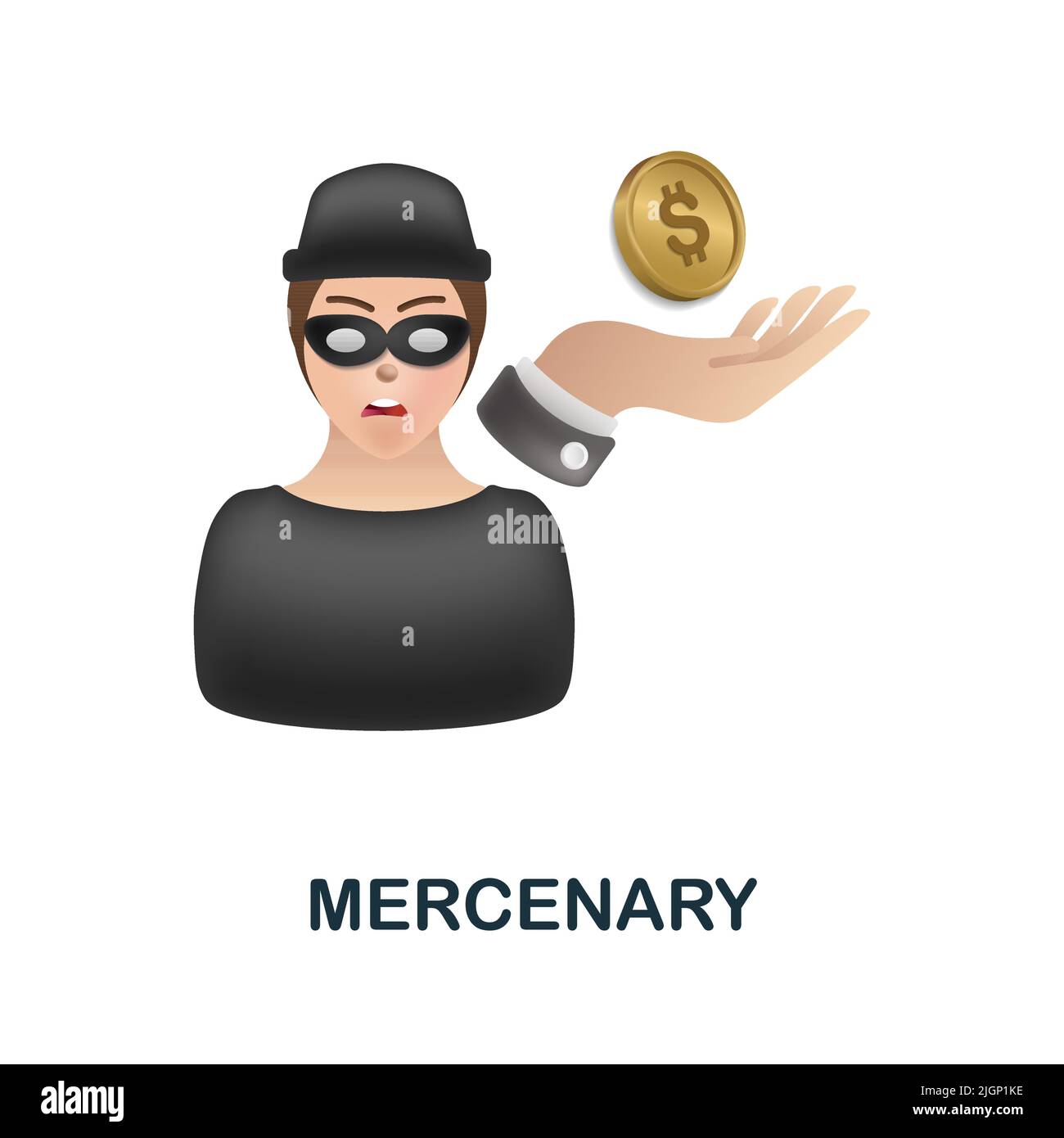 Mercenary icon in 3d. Colored illustration from corruption collection ...