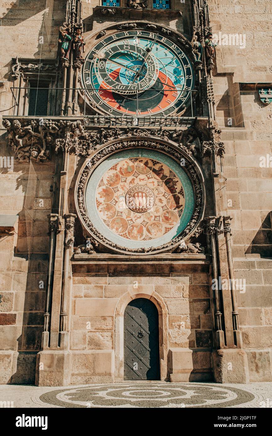 Historical medieval astronomical Clock in Prague, Old Town Hall square ...